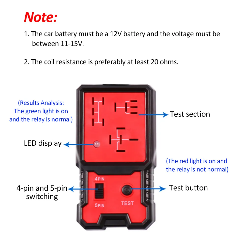 Automotive Relay Tester 12V Car Relay Tester Electronic Voltage Tester ...