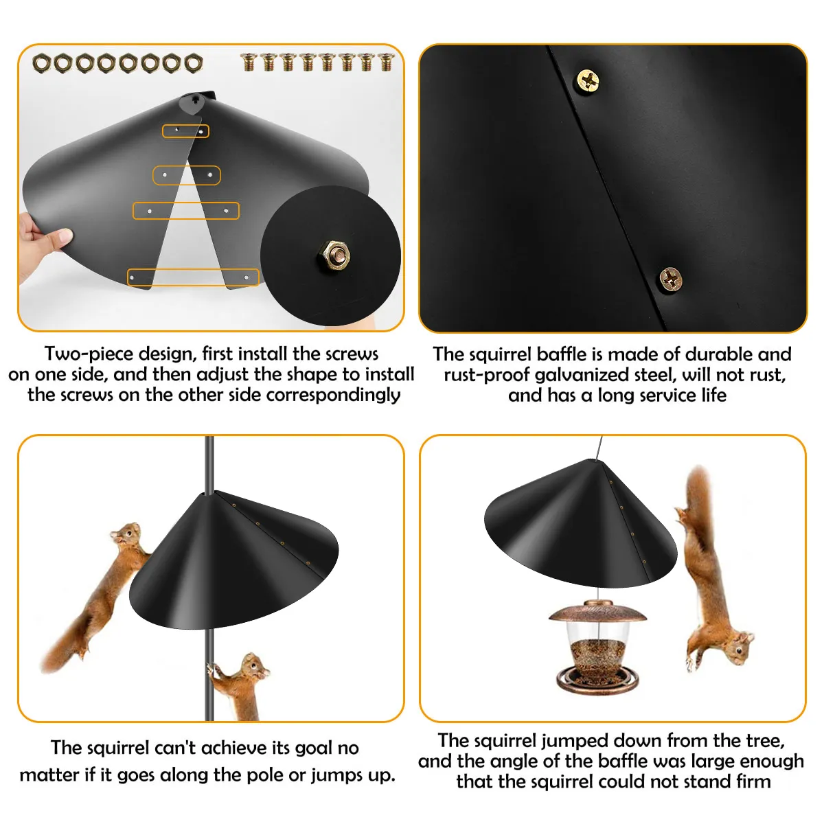 18" Durable Squirrel Baffle Wrap Around with Hook - squirrel proof bird ...