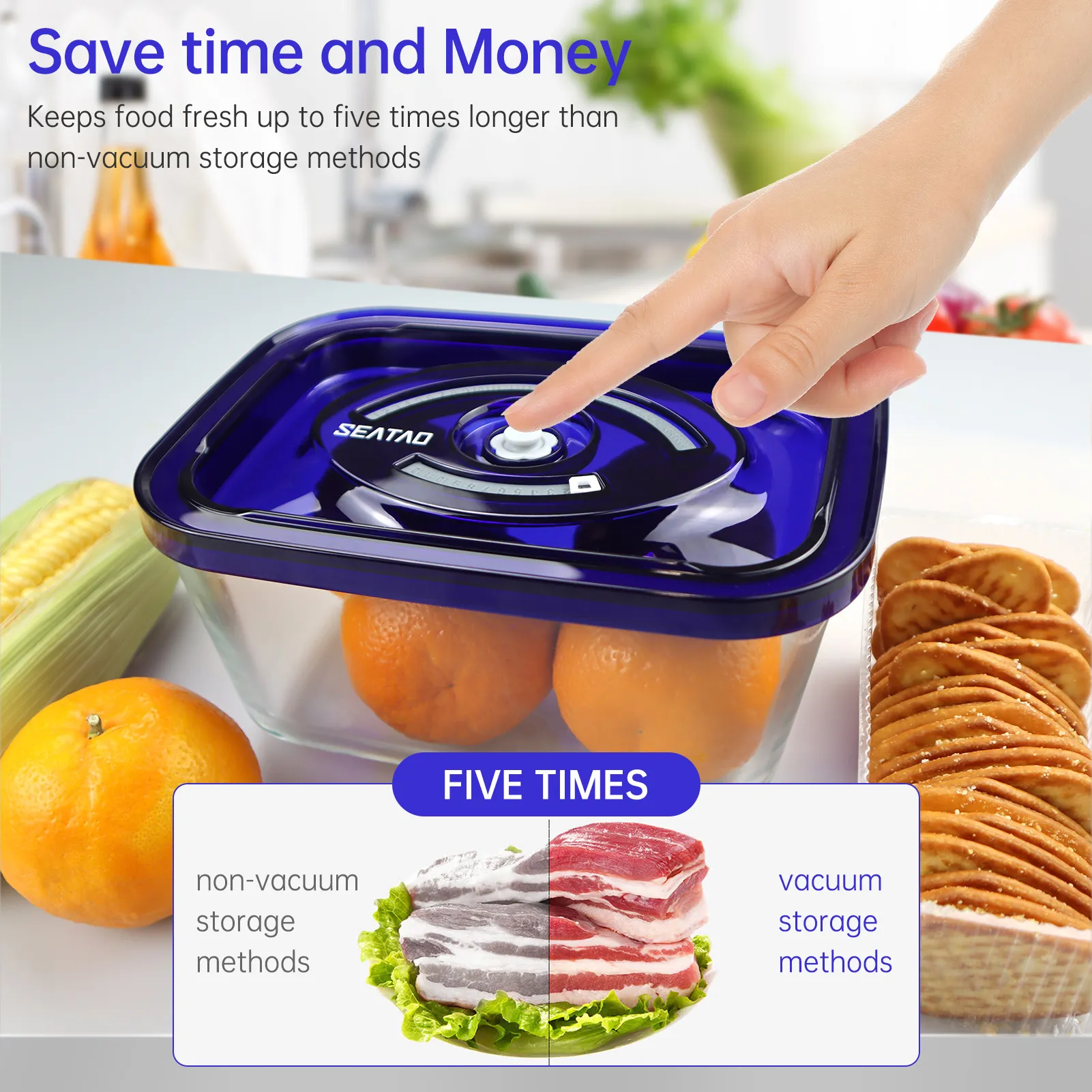 SEATAO Vacuum Seal Food Storage Containers with Airtight Lids for Meal ...