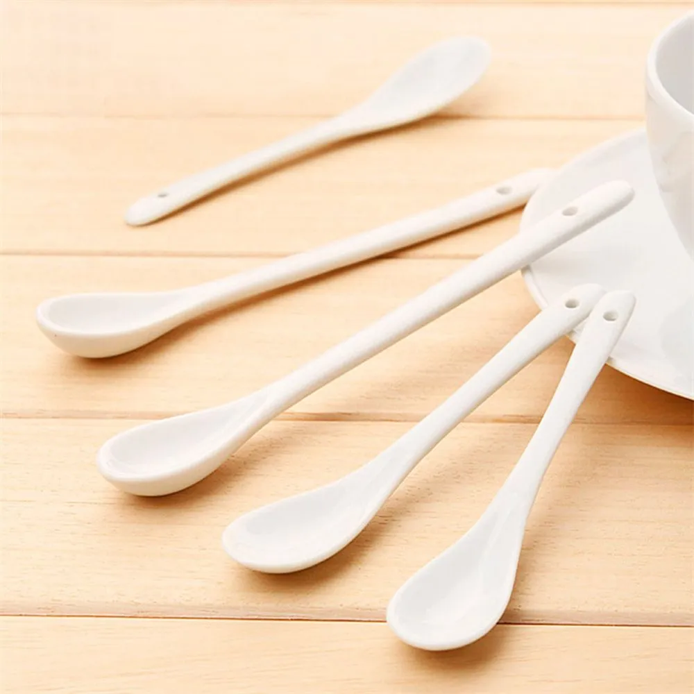 Premium Porcelain Spoons | Mini Kitchen Ceramic Serving Set for Tea ...