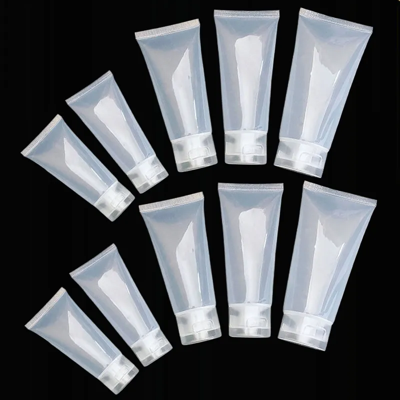 5 Pack Refillable Plastic Cosmetic Soft Squeeze Tubes w/ Flip Lid ...