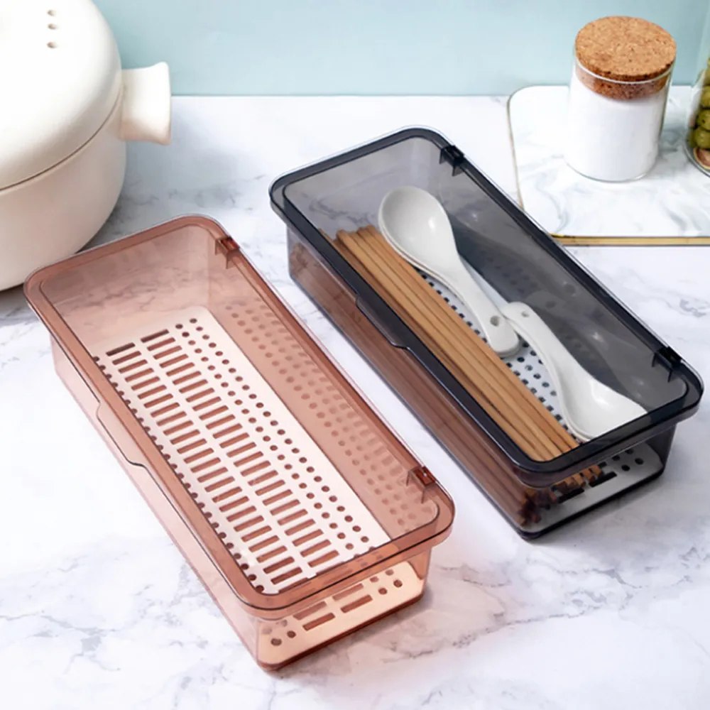 2024 Plastic Cutlery Tray with Lid and Drainer - Dustproof Flatware ...