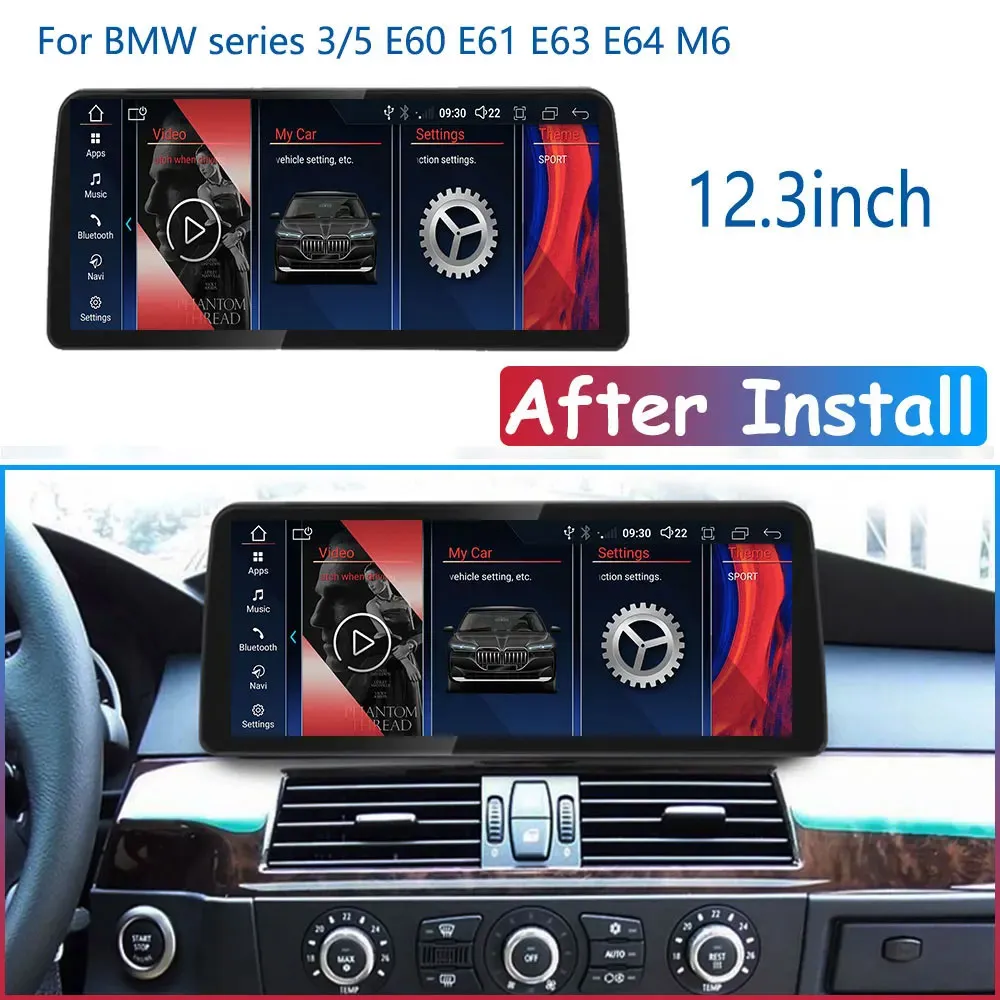 Android 13 Car Stereo System with 12.3 Touchscreen for BMW Series 3 5 E60 E61 E63 E64 M6 from ...