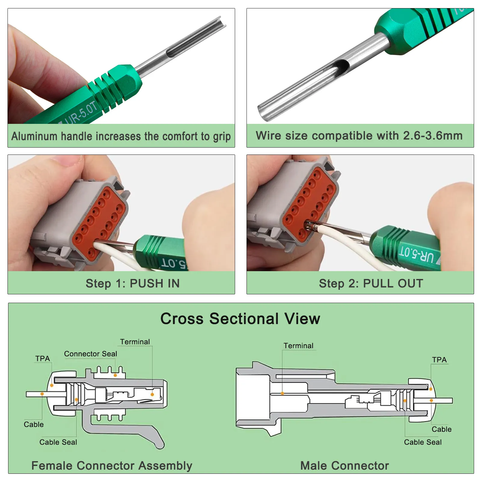 Terminal Removal Tool Kit: Deutsch Wire Connector Pin Extractor Set For ...