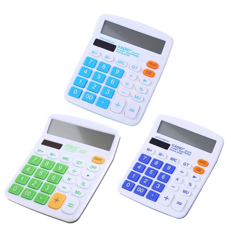 Candy-Colored Desktop Calculator: 12 Digit LCD Display, Battery-Powered ...
