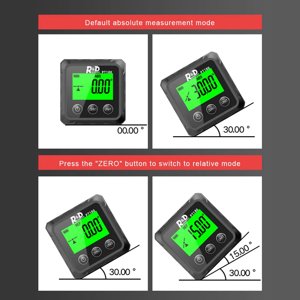 4-Sided Digital Protractor with Magnetic Base, Bevel Gauge Cube Angle ...