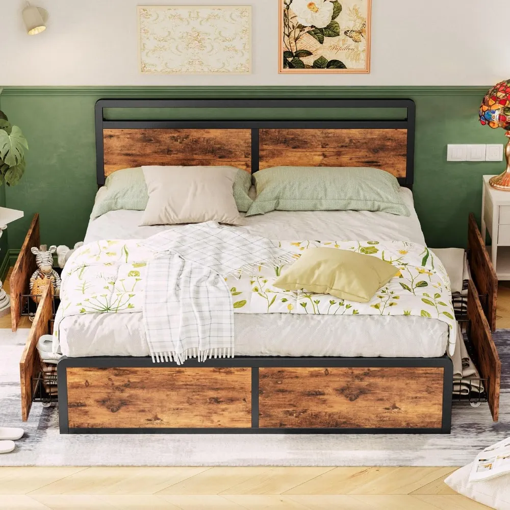 Adjustable bed frame with storage drawers store