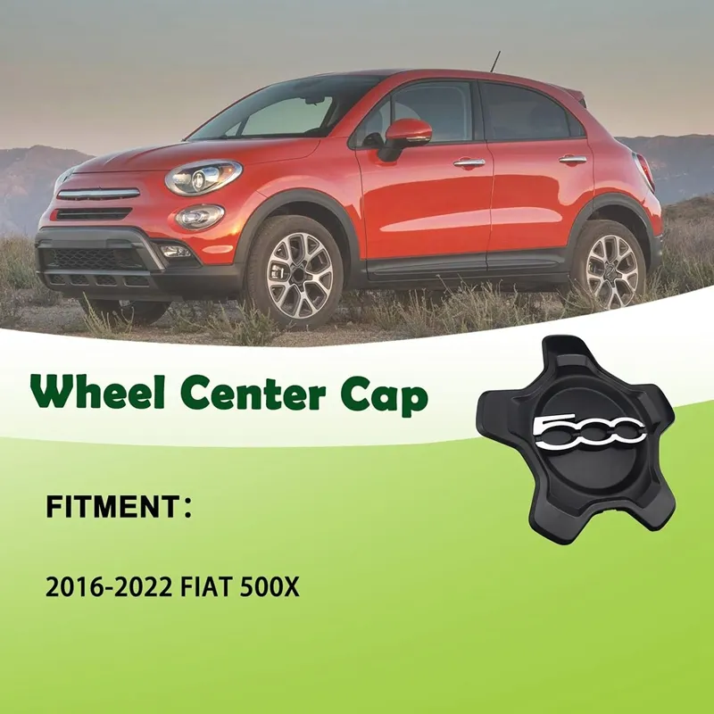 Set of 4 Matte Black Car Wheel Hub Center Cap Cover for Fiat 500X 2016 ...