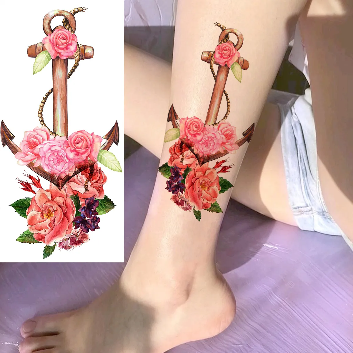 DHgate.com:Watercolor Floral Temporary Tattoos for Women - Peonies ...