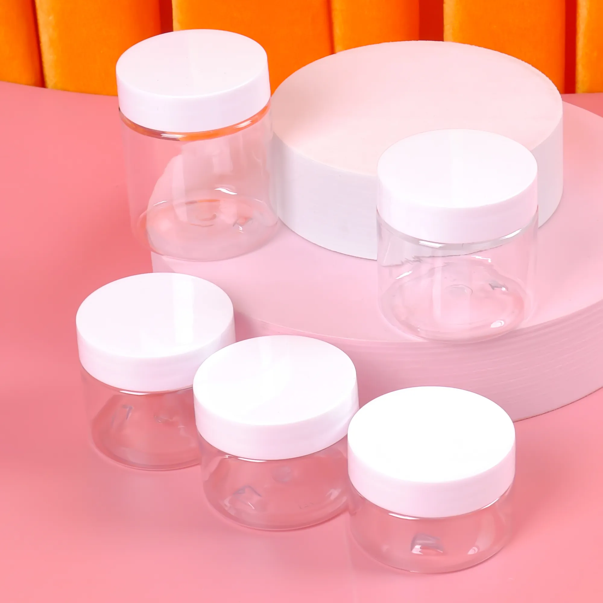 Crystal Clear Plastic Jars with Lids, Empty Refillable Cosmetic ...