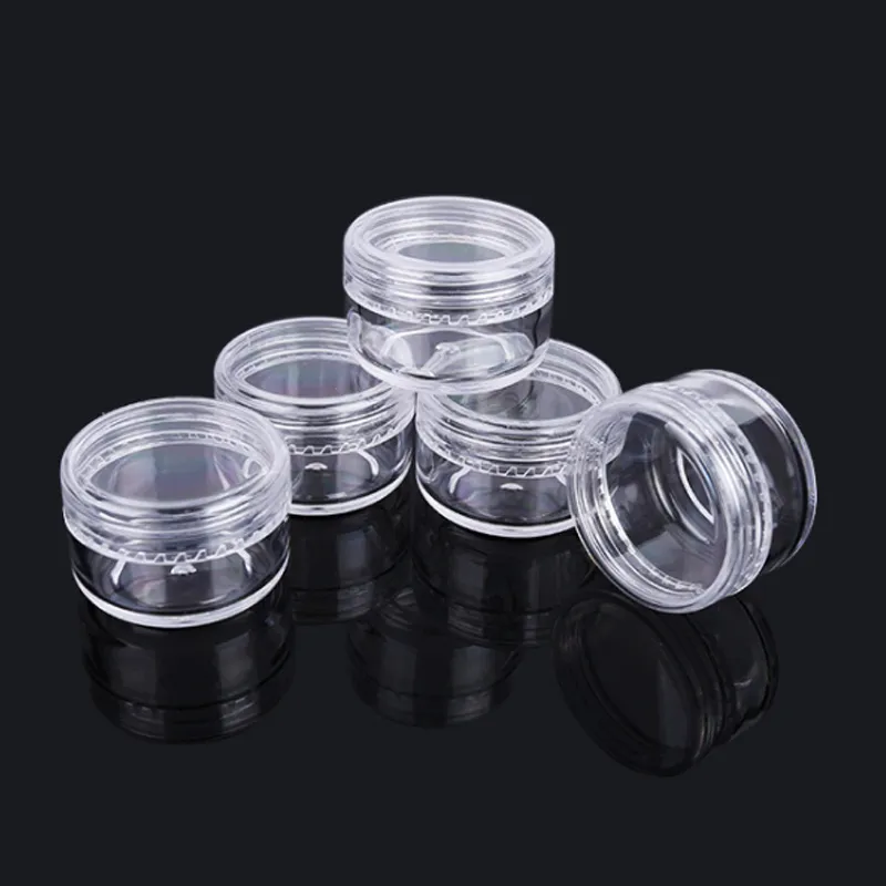 Cosmetic Sample Empty Containers Plastic Round Pots with Screw Caps 2g ...