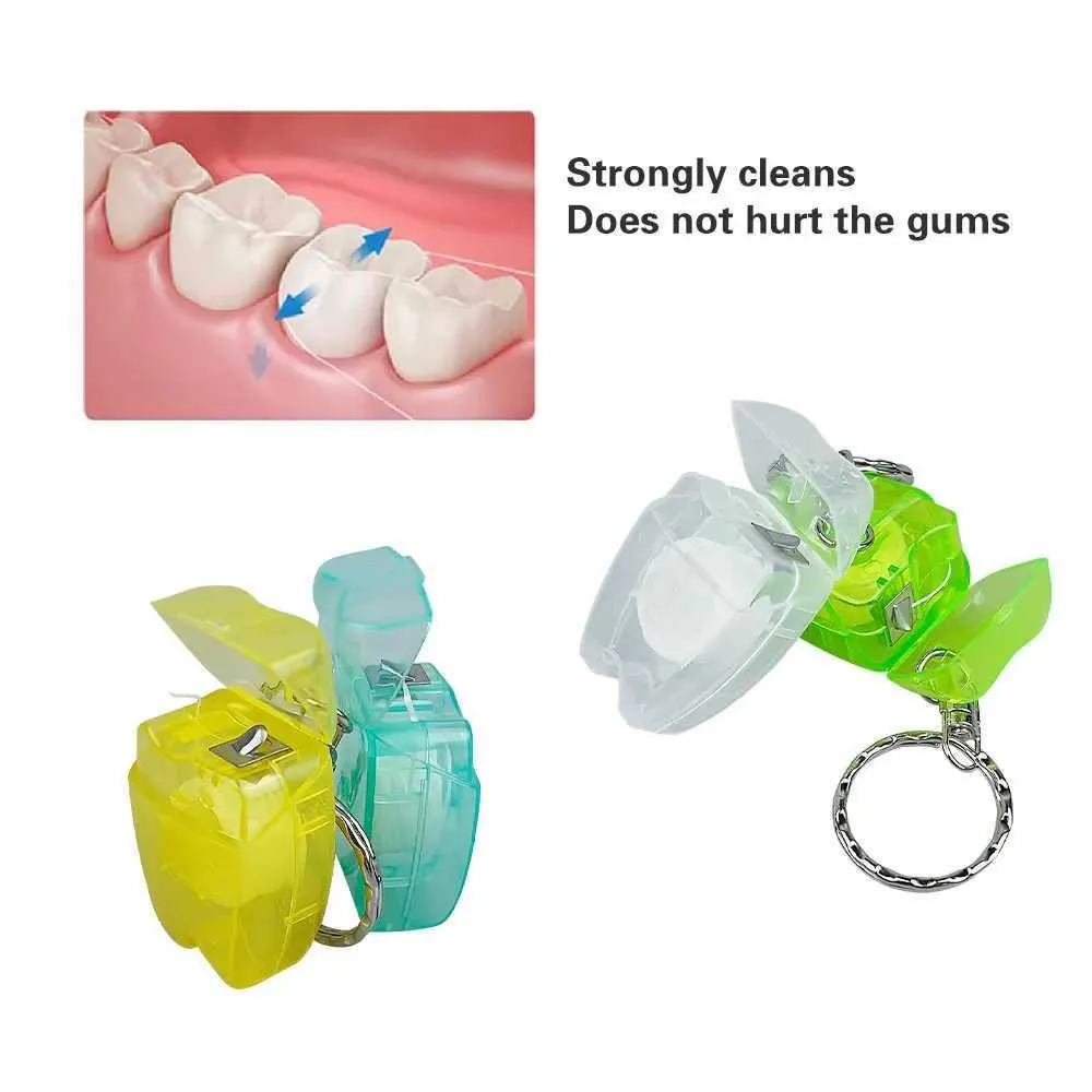50 Pack Portable Dental Floss Keychain - Tooth Shape Keyring for Oral ...