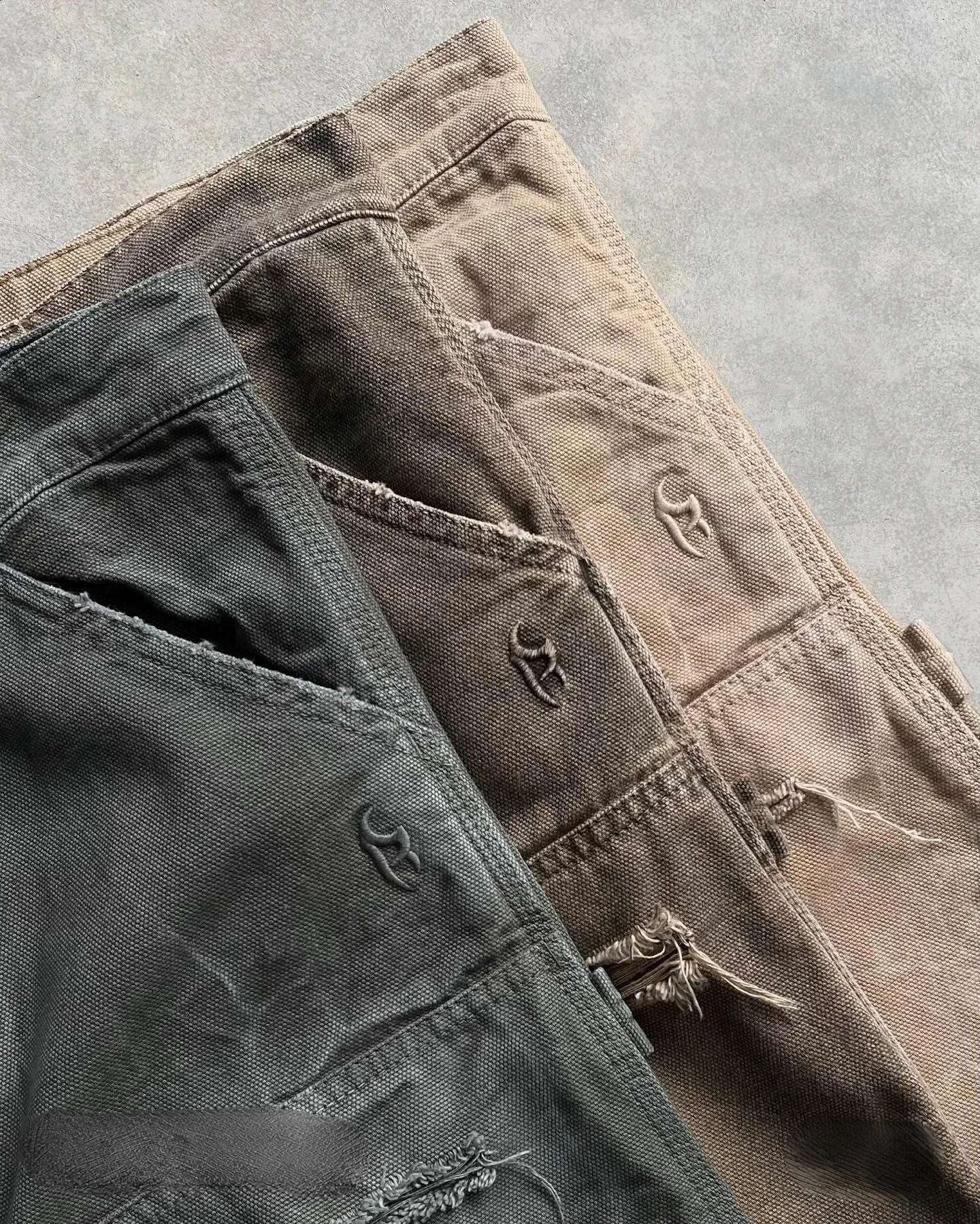 Reaven Retro Hip Hop Ripped Hole Khaki Cargo Shorts For Men Wash Baggy ...