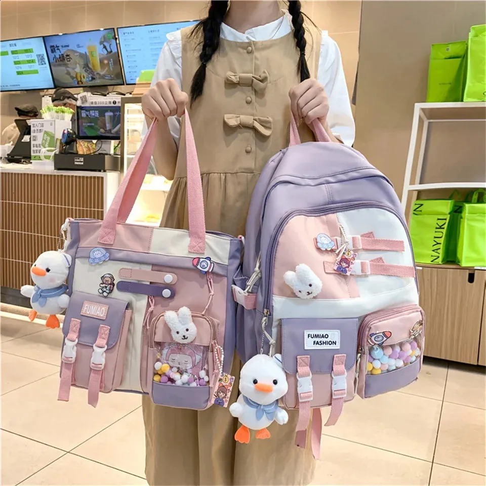 Japanese High School Girl Backpack Teenage Multi Pocket Kawaii Cute ...
