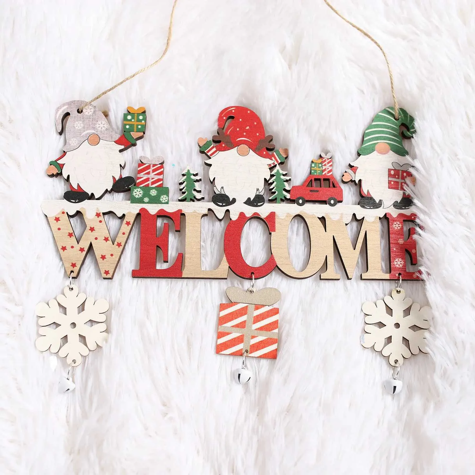 D Dwarf Santa Claus Wooden Christmas Welcome Door Sign Festive ...