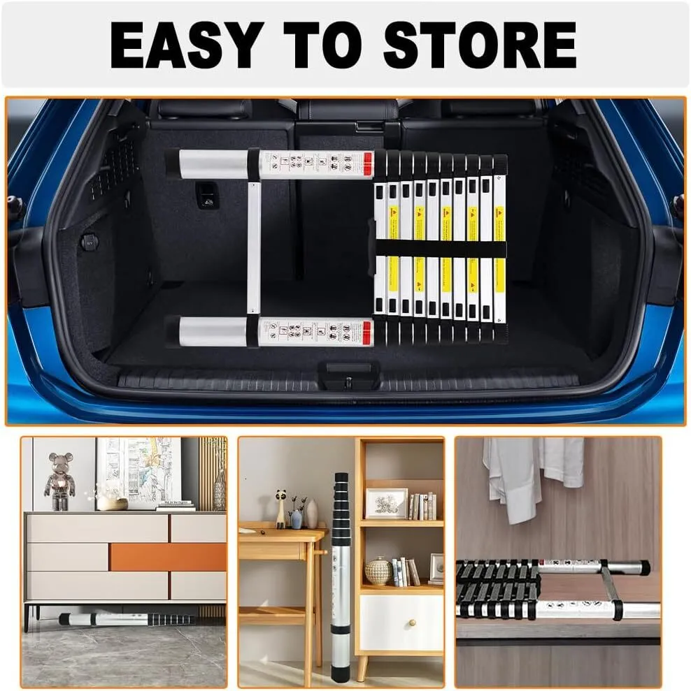 6.2M Heavy Duty Telescc Ladders With Hoo 14 Steps Aluminum Extending ...