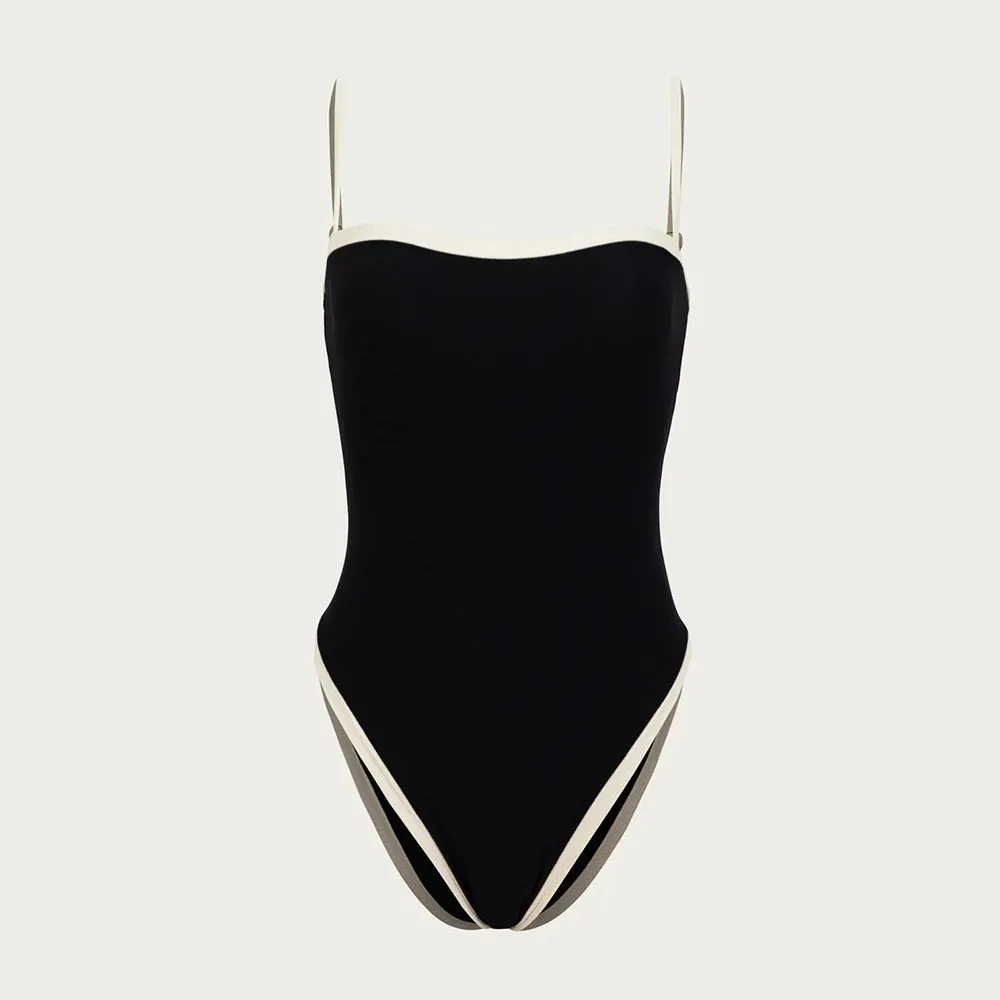 Vintage Retro One Piece Swimsuit: Bandeau Monokini - Tiger Print ...