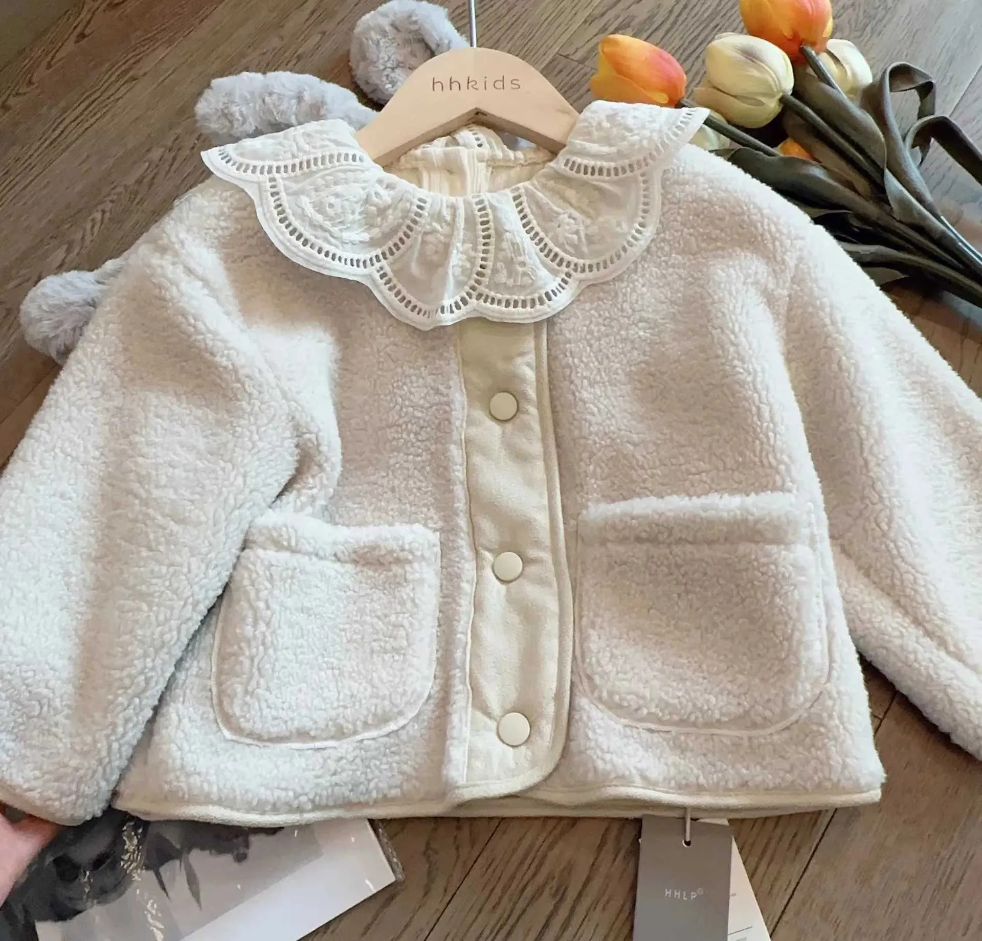 Kids Winter Wool Jacket - Warm, Loose Fit, Round Neck, Pockets, Boys ...