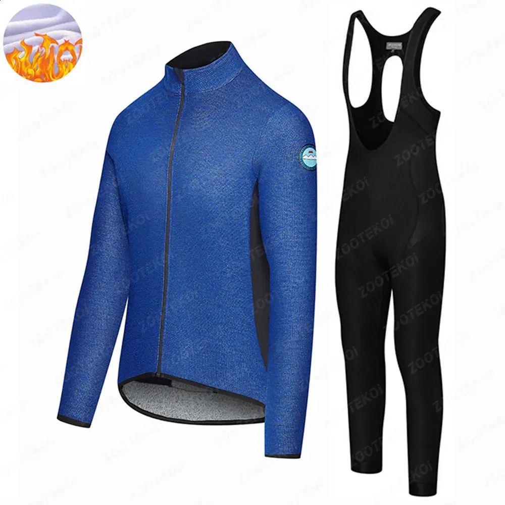 Winter Cycling Clothing Set Men's Long Sleeve Wool Bicycle Shirt & Warm ...