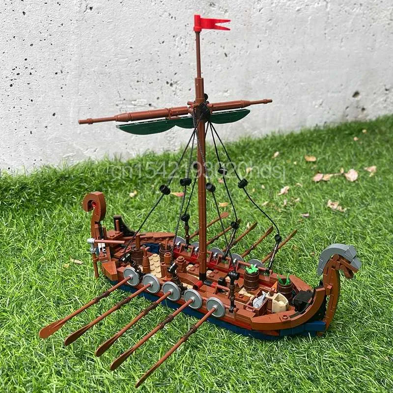 MOC 58275 Medieval Military Viking Ship Model Building Blocks With ...