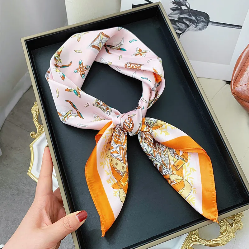 Luxury Silk Silk Satin Buff Square Safarfo Impreso De 70 Cm Accesorios ...
