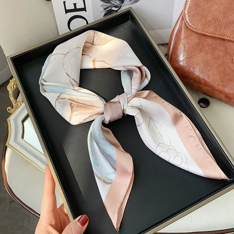 Luxury Silk Silk Satin Buff Square Safarfo Impreso De 70 Cm Accesorios ...