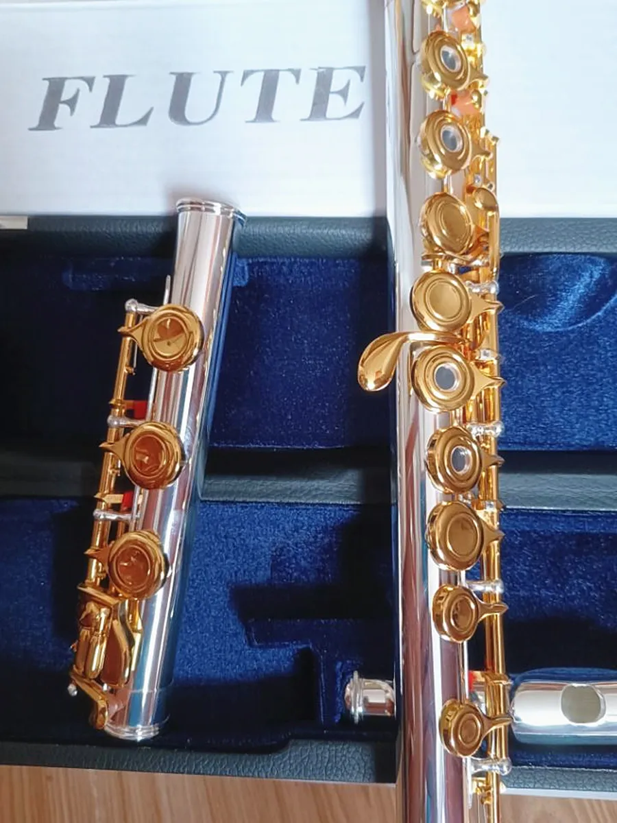 Silver Gold Flute 17 Key Open Hole C Tune E Mechanism Professional ...