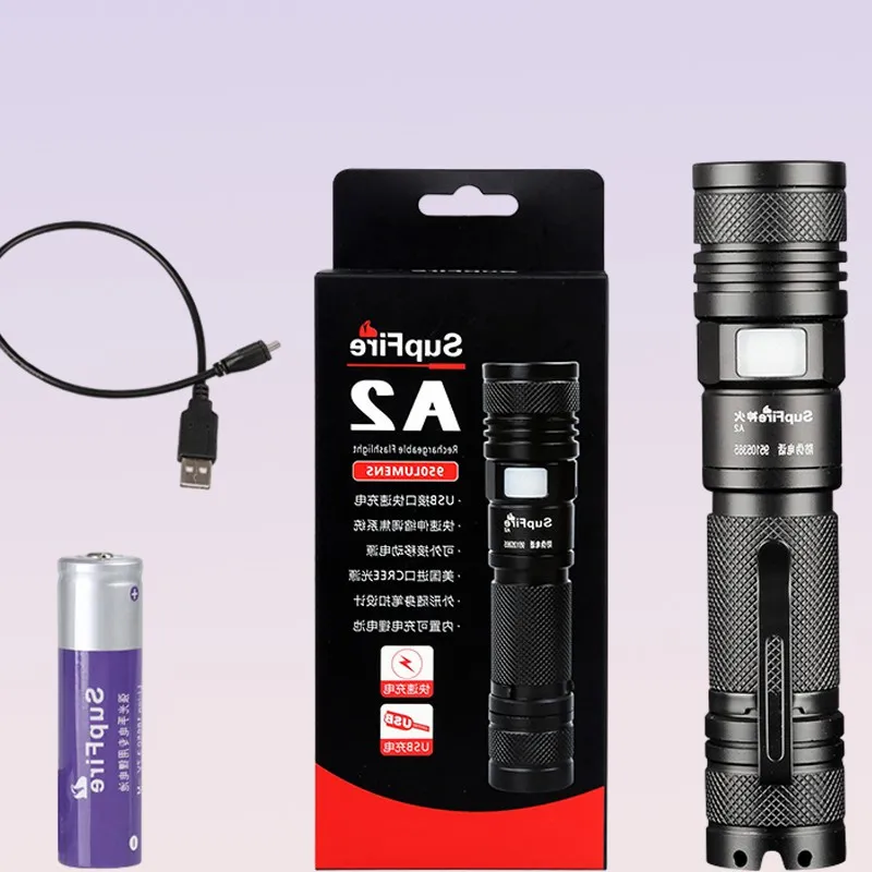 Supfire Tactical Flashlights Ultra Bright LED Zoom Torch With USB 18650 ...