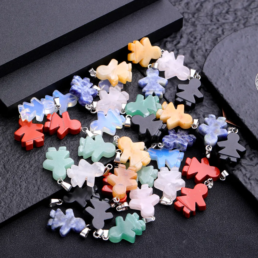 Chakra Pendants For DIY Jewelry Making Natural Stone Crystal Puppet ...
