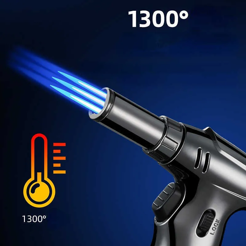 Jet Flame Torch Lighter Triple Burner Gun Tabletop Torch, Refillable ...