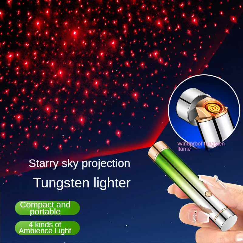 Love Projection Lighter - USB Rechargeable Windproof Starry Sky Design ...