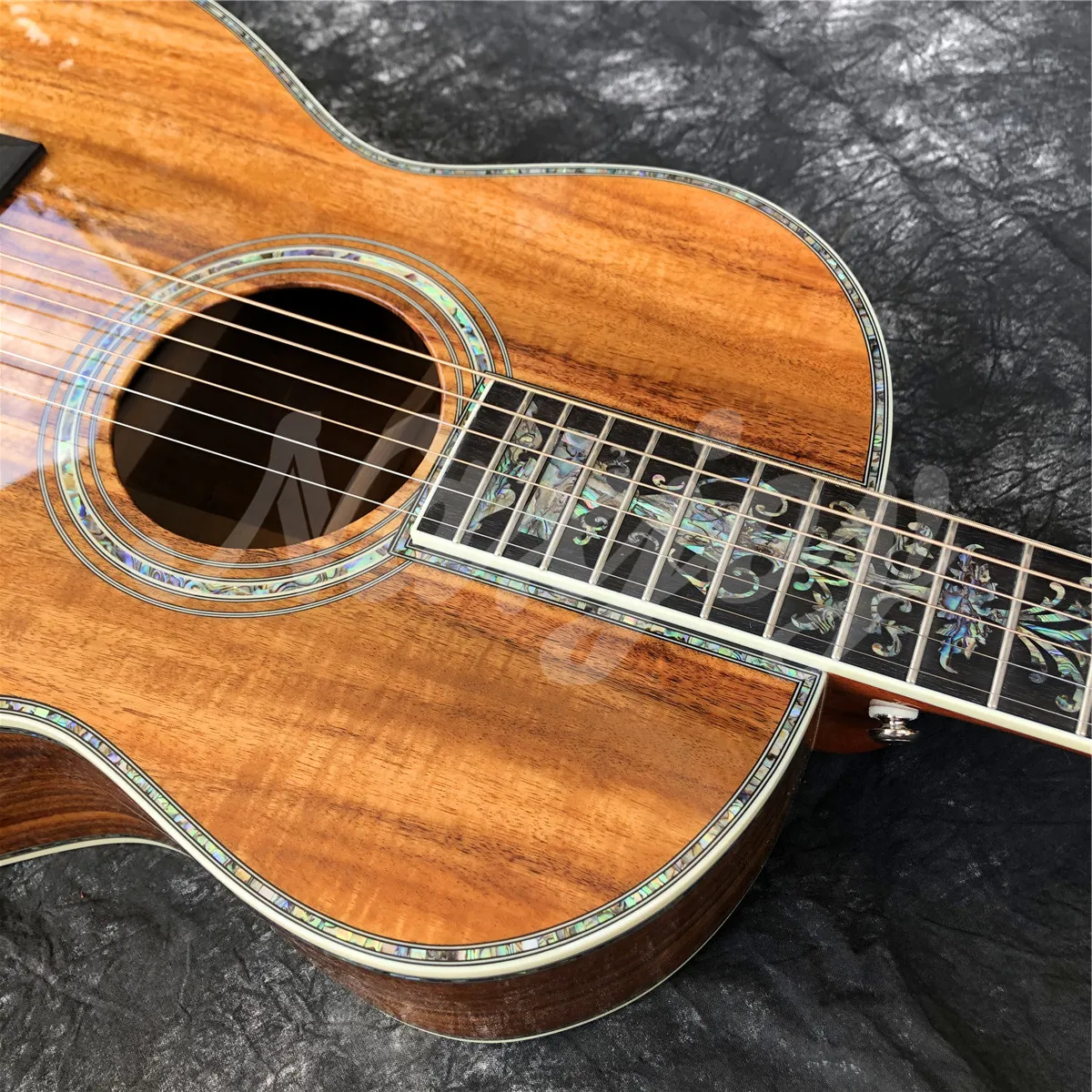 All Solid Koa Wood 39 OOO Acoustic Guitars Ebony Fingerboard, Abalone ...
