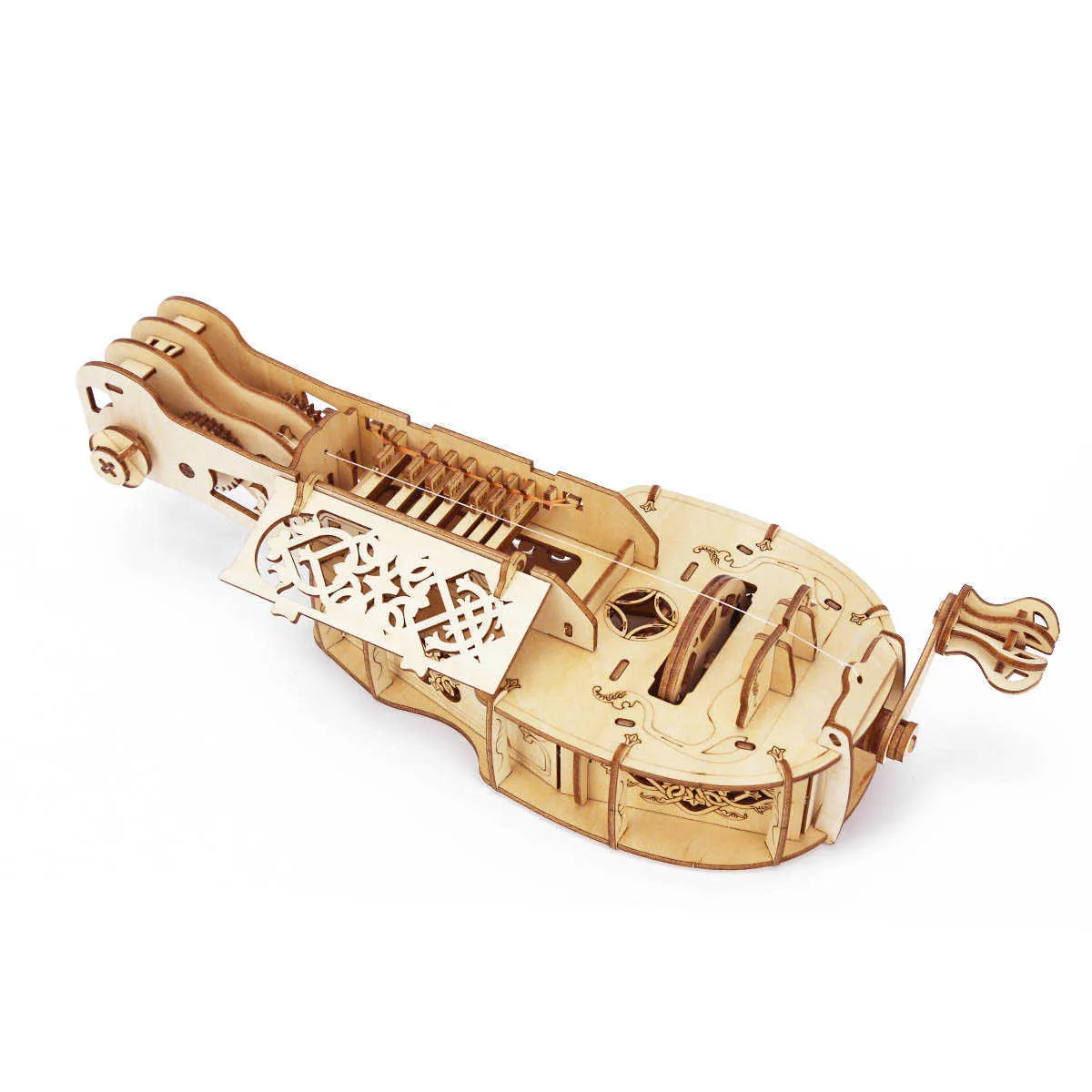 3D Puzzles Hurdy Gurdy: Wooden Mechanical Model Kit DIY Musical ...