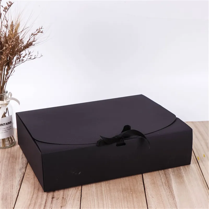 Kraft Paper Gifts Box With Silk Ribbon White Wedding... From Sunnytech ...