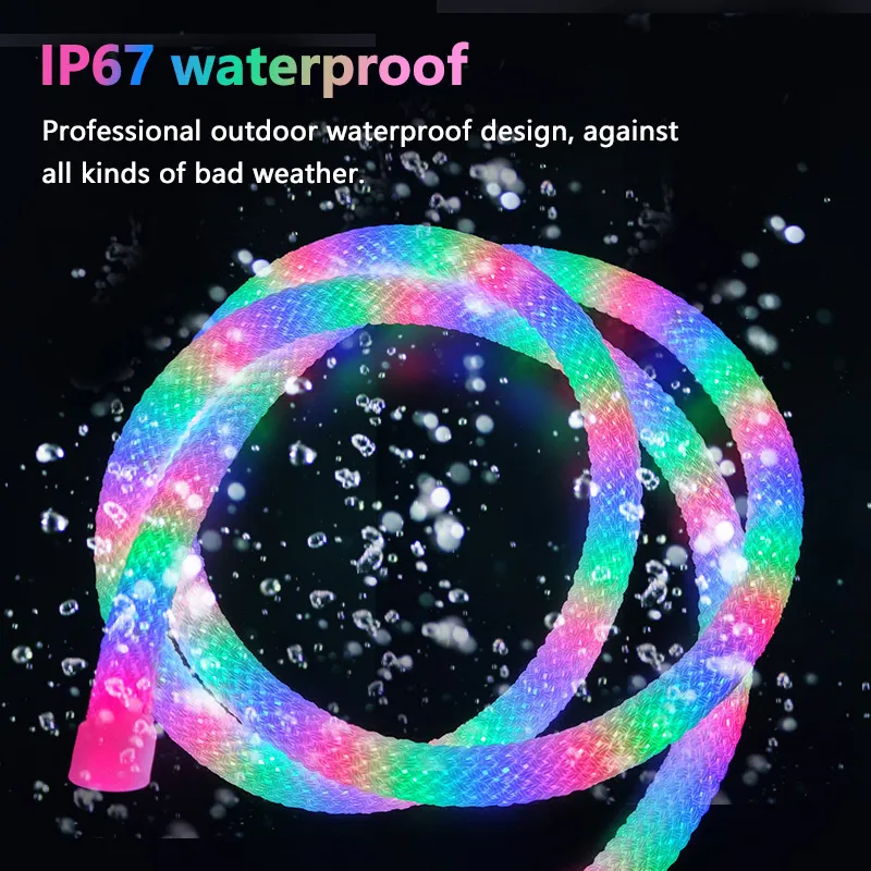 Neon LED Strip Lights 5V Round Woven Pattern RGB Dream Color Flexible ...