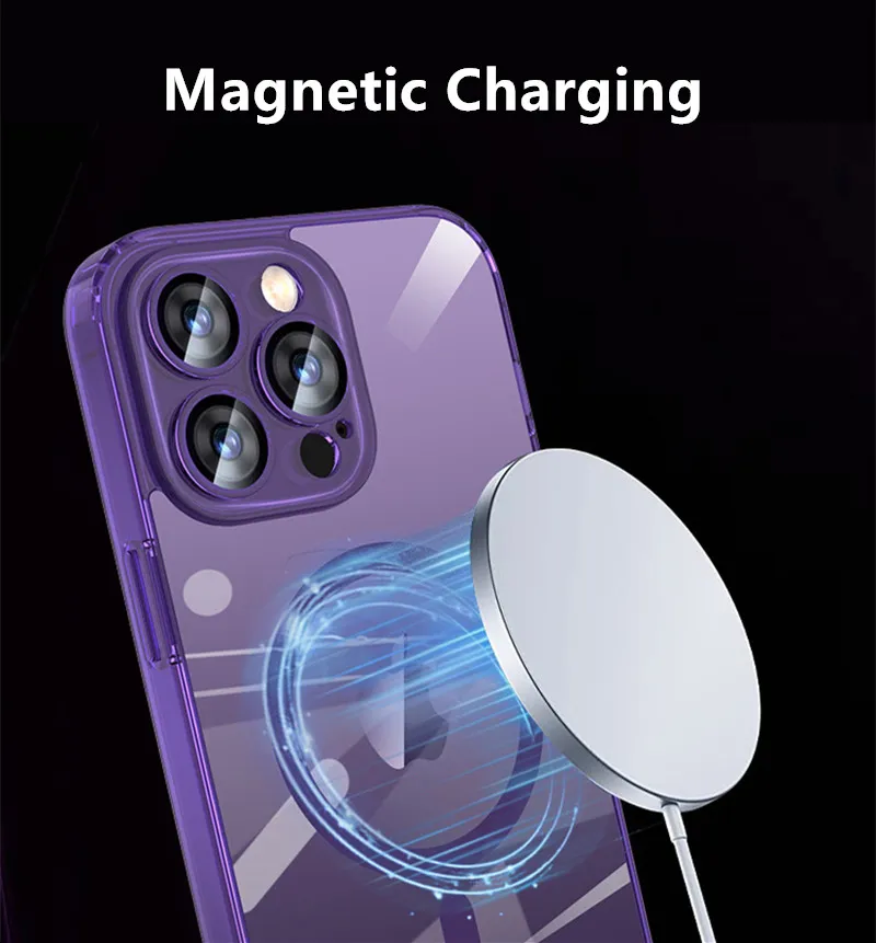 Clear Acrylic Phone Cases Magnetic Charging Back Cover For IPhone 15 ...