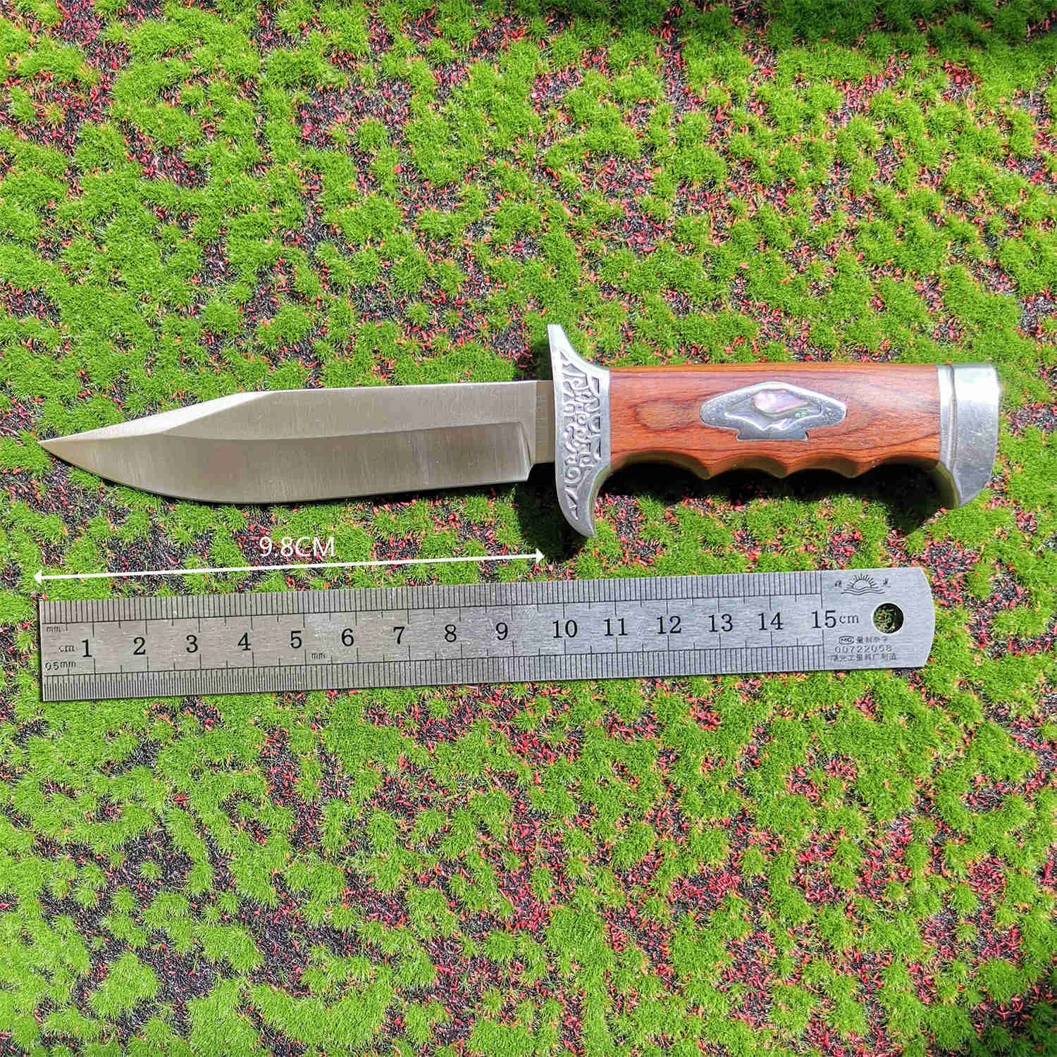 8Cr13 Steel Tactical Knife, Full Tang, Redwood Handle, Sharp Hunting ...