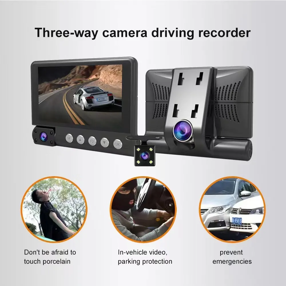 S2 Car DVR 4.0 Inch 3 Channel HD 1080p Driving Recorder Car Black Box ...