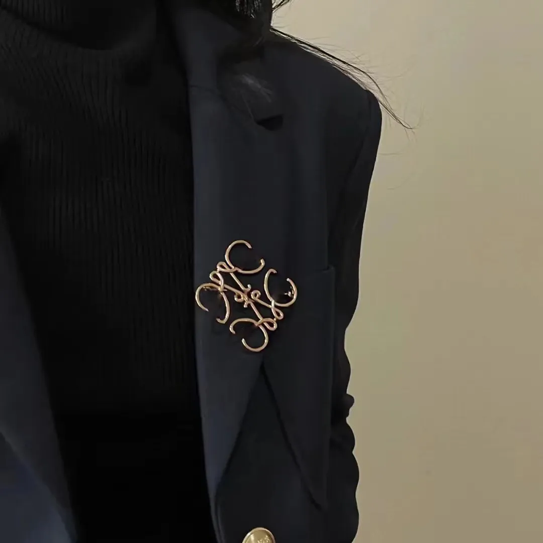 Designer Brooches Letter Initial Pin Solid Color Statement Brooch ...