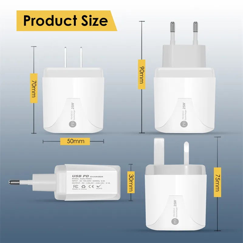 Smart Dual Port 25W Fast Charger 12W Quick Charge Wall Adapter For ...