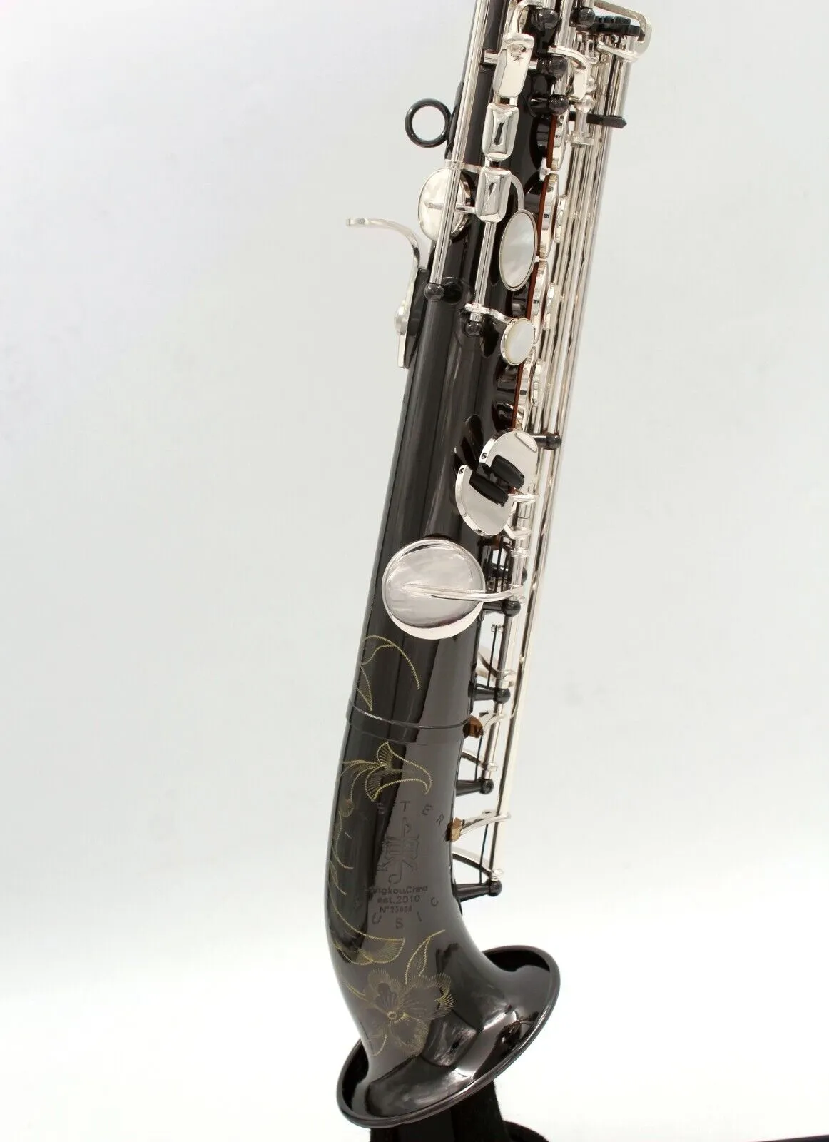 EM Black Nickel Plated Pipe Style Neck Built In Soprano Saxophone W ...