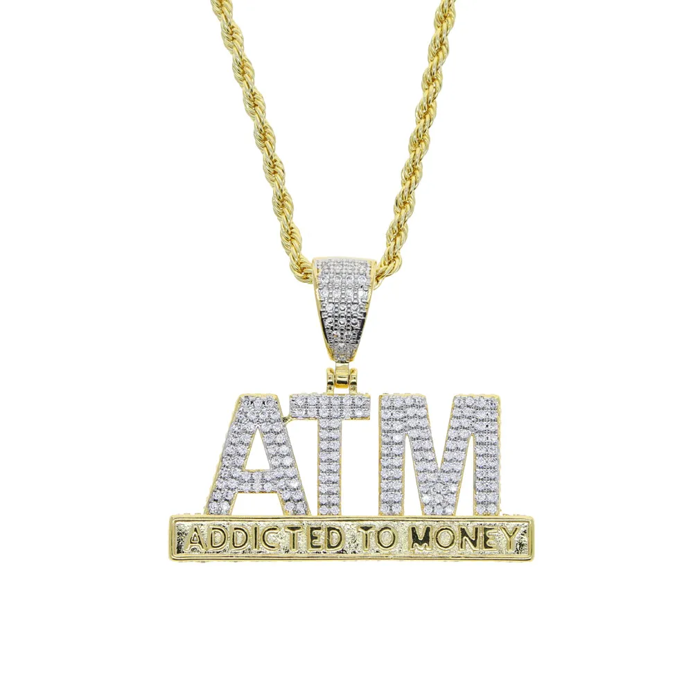 18K Gold Plated ATM Letter Pendant, Amazon Trend Personalized Fashion ...