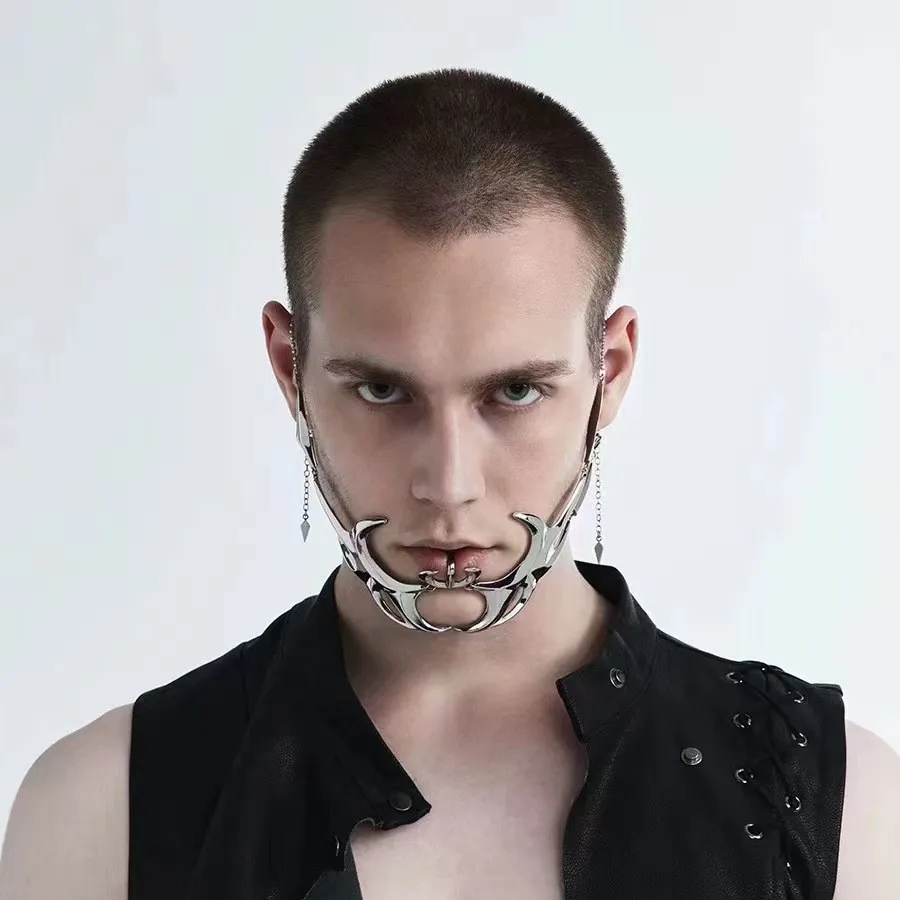 DHgate.com:Cyberpunk Fashion Mask, Gothic Hollow Out Silver Metal Face ...