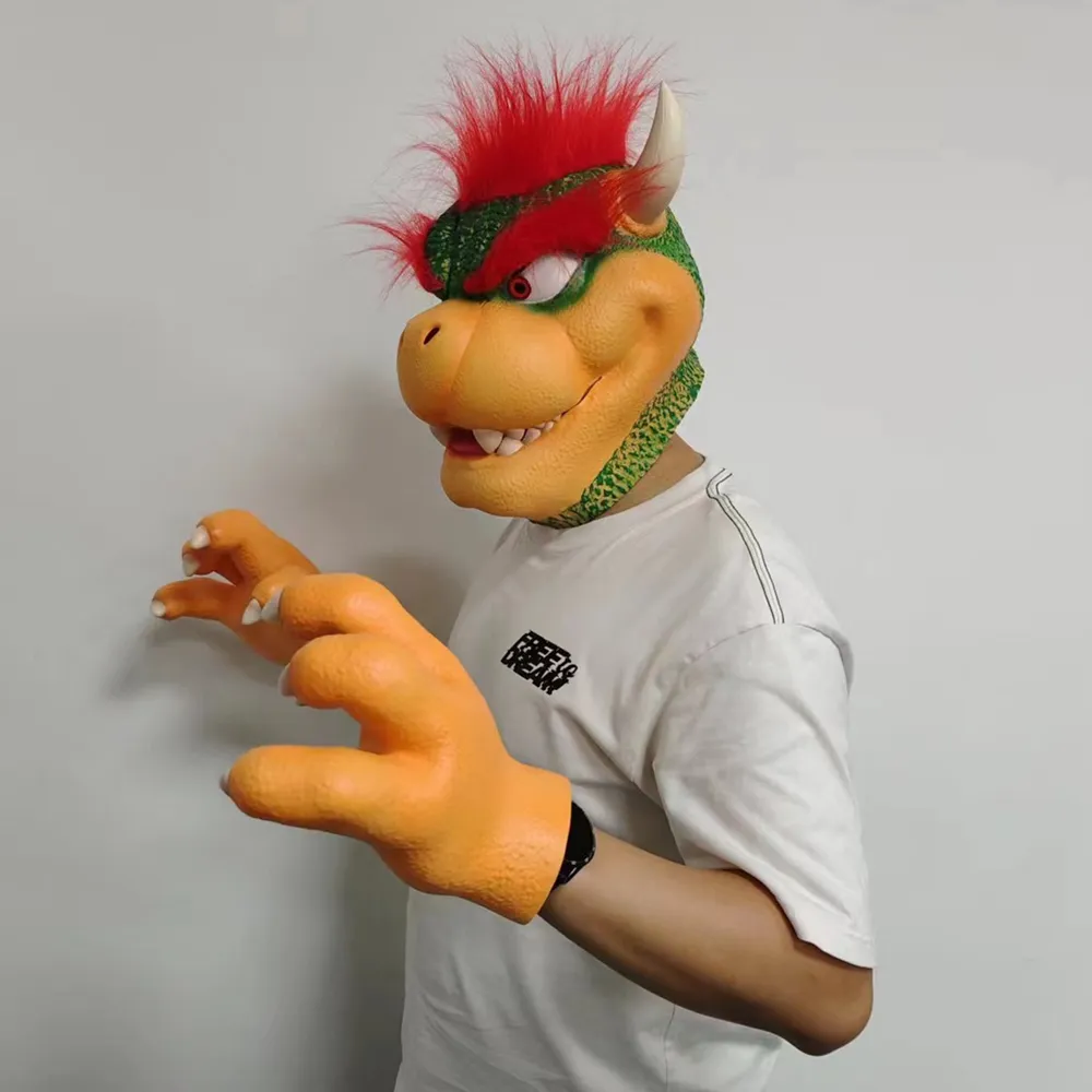 Super Luigi Bros Bowser Cosplay Mask Funny Latex Mask Gloves For Adults ...