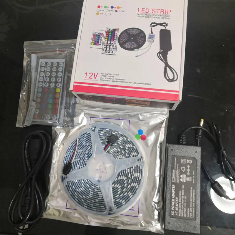 Waterproof LED Strip Lights RGB 5050, 5M 60 LEDs/M, 44 Key IR Remote ...