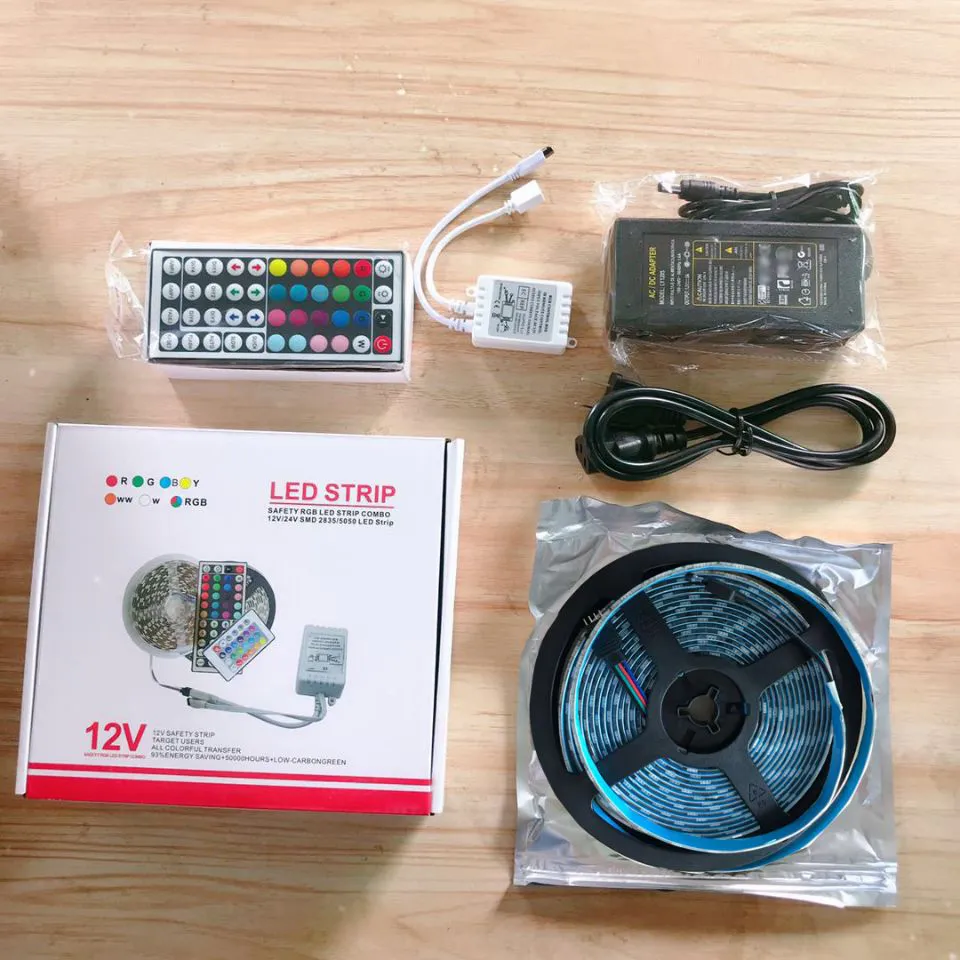 Waterproof LED Strip Lights RGB 5050, 5M 60 LEDs/M, 44 Key IR Remote ...