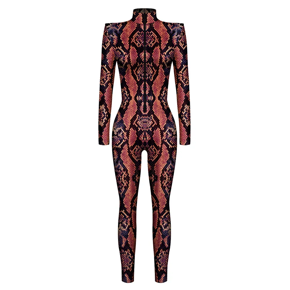 Catsuit Costumes For Women: Snake Pattern Peafowl 3D Jumpsuit Fish ...