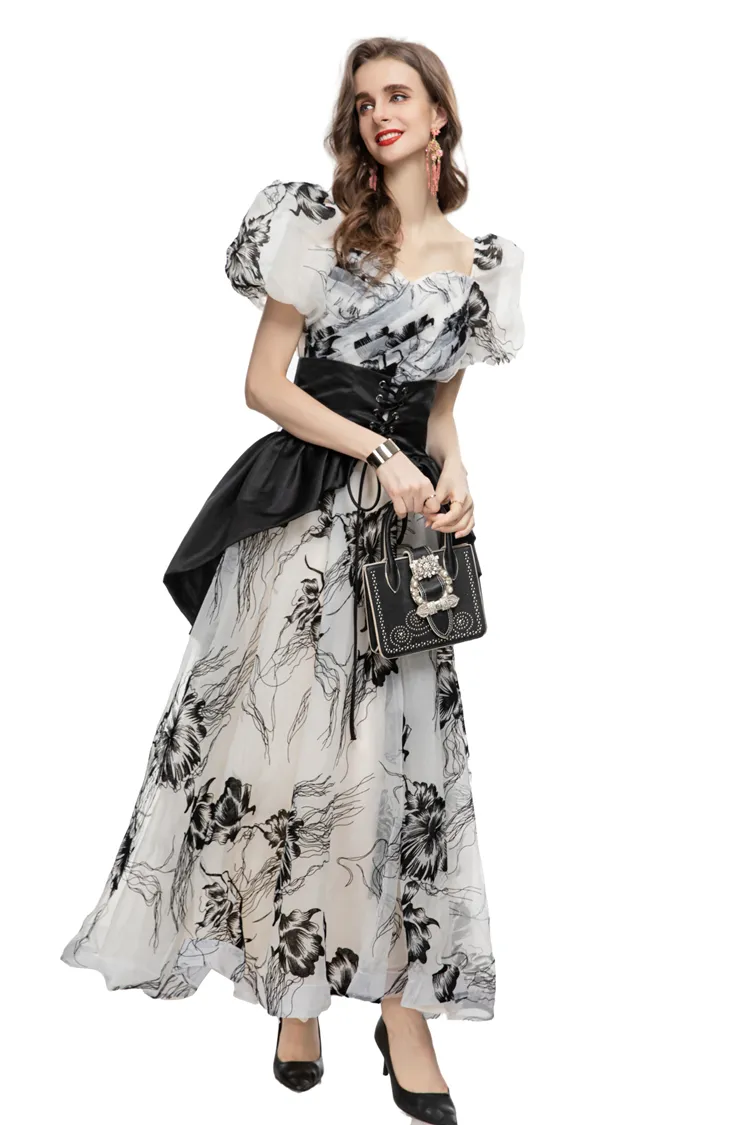 DHgate.com:Womens Sweetheart Puff Dress: Printed Pelpum Fashion ...