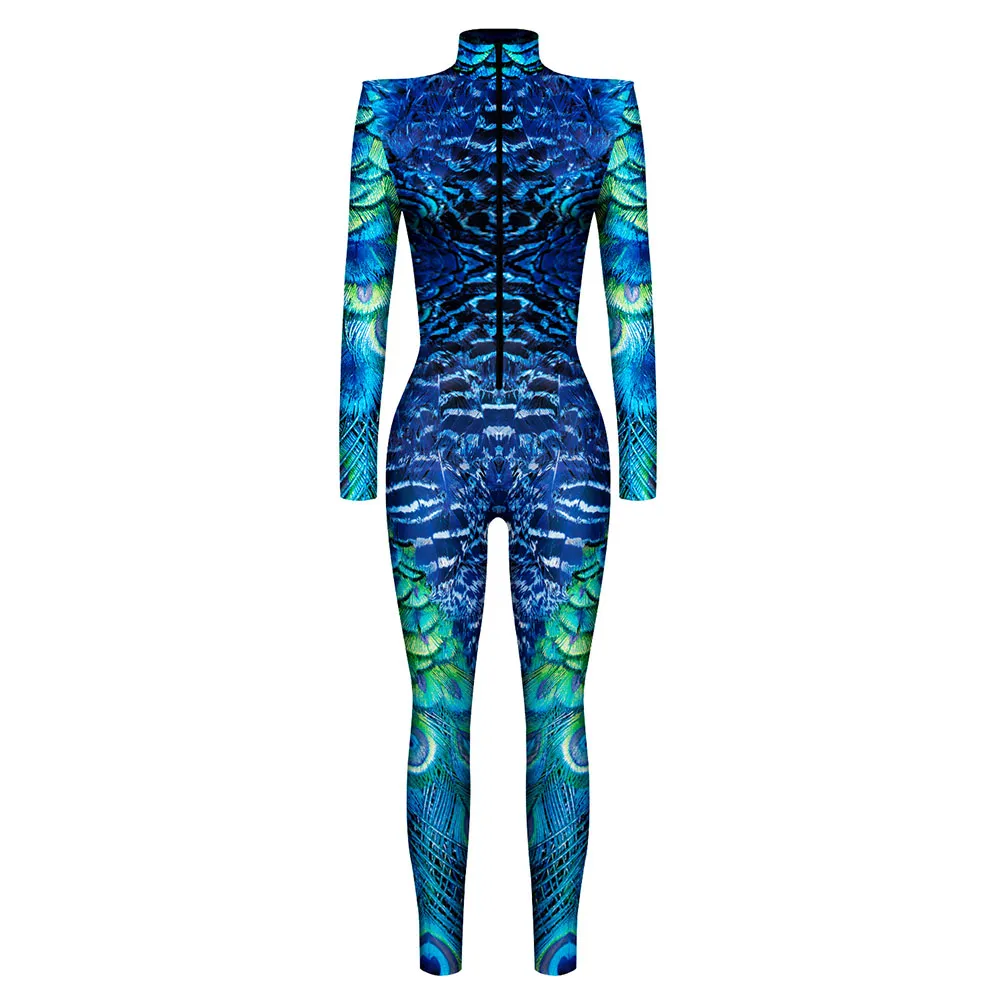 Catsuit Costumes For Women: Snake Pattern Peafowl 3D Jumpsuit Fish ...
