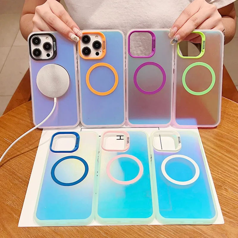 Colorful Lens Matte Hard Case Shockproof Magnetic Cover For IPhone 15 14 Pro Max 13 12 Pro Max ...